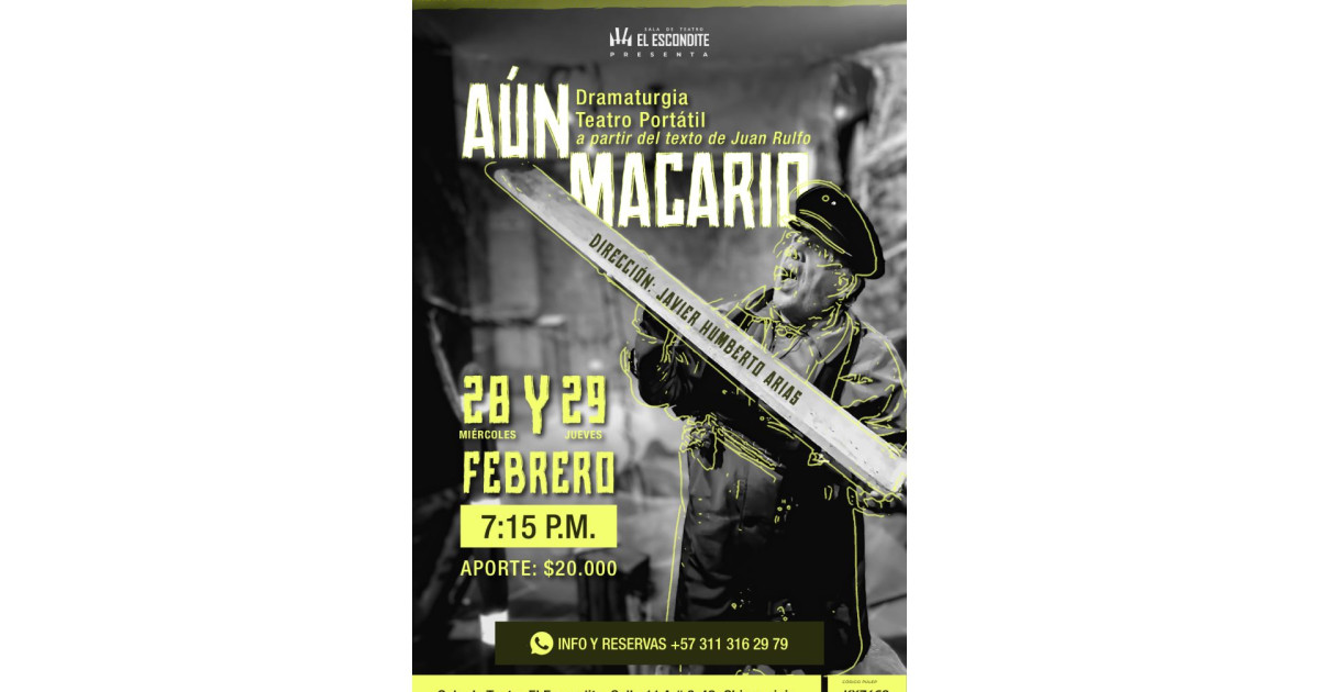 Macario narrará su historia en dos actos en el teatro El Escondite